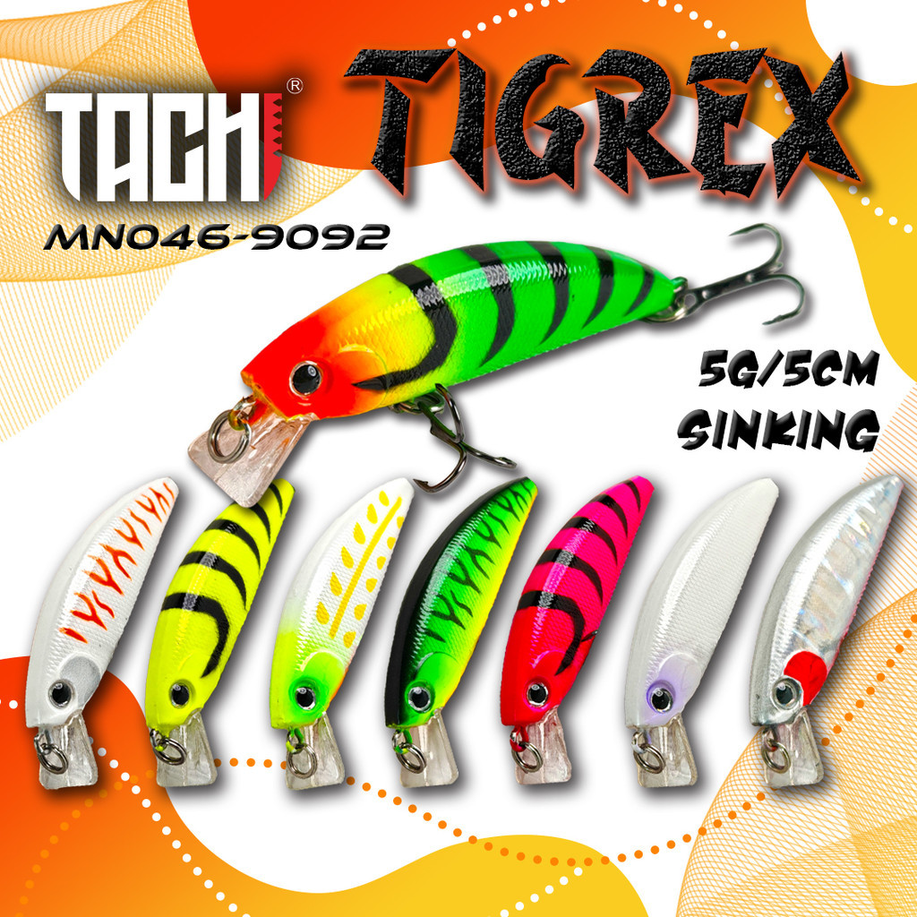 TACHI Tigrex Sinking Minnow 5cm/5g Gewang Killer Fishing Lure Hard Bait ...