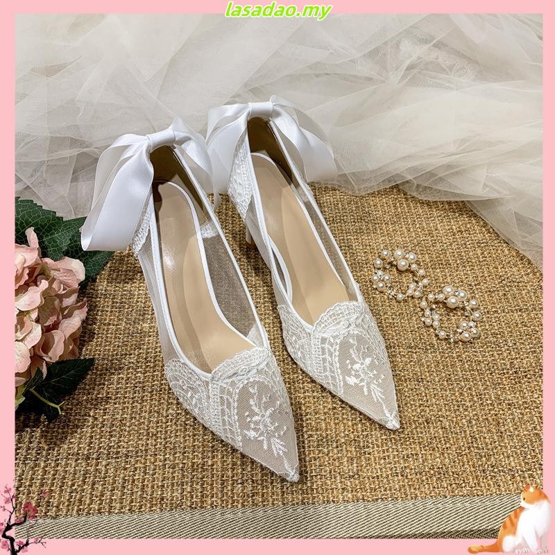 FLORALKasut nikah perempuan High heel Wedding wedges Kaki nipis dan ...