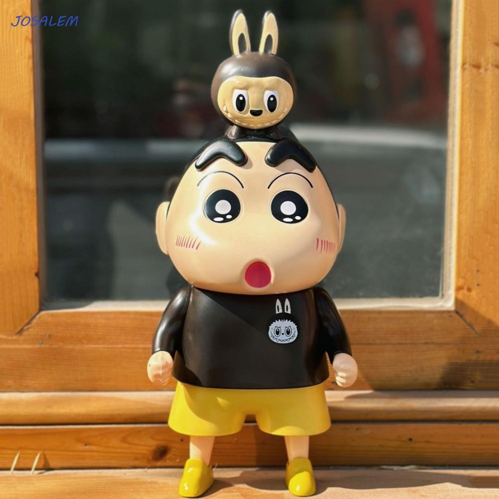 JOSALEM Labubu Crayon Shin Chan Piggy Bank, Savings Tank Figure Model ...