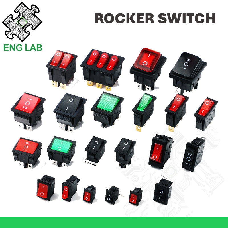 ENGLAB★5Pcs Rocker Switch AC 250V/6A Multiple Colors SPST Ship Type Boat Rocker Square Switch ...