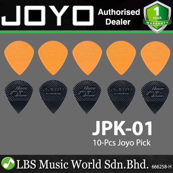 Joyo JPK-01 10 Piece 1.4mm Never Give Up Dreams ABS Guitar Pick - Black ...