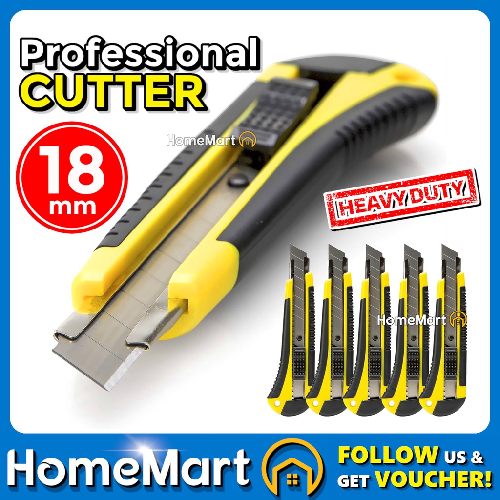 HEAVY DUTY 18mm Cutter Knife Paper Cut Blade | Pisau Pemotong | Pisau ...