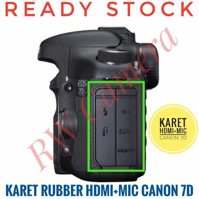 Rubber Cover HDMI USB AV Canon 7D Side Rubber 7 D Ruber Mic | Shopee ...