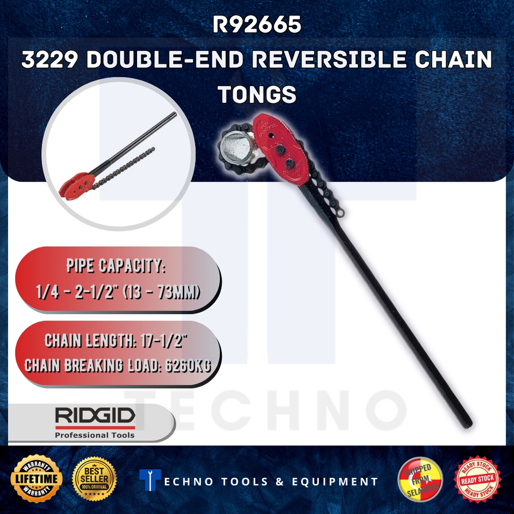 Ready Stock!! Ridgid 92665 Double-End Reversible Chain Tongs, 0.25" - 2 ...