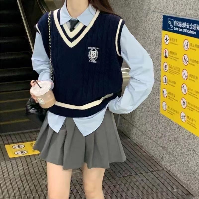 Autumn Knitted Vest Women's New Korean Academy Style Student Vest ...