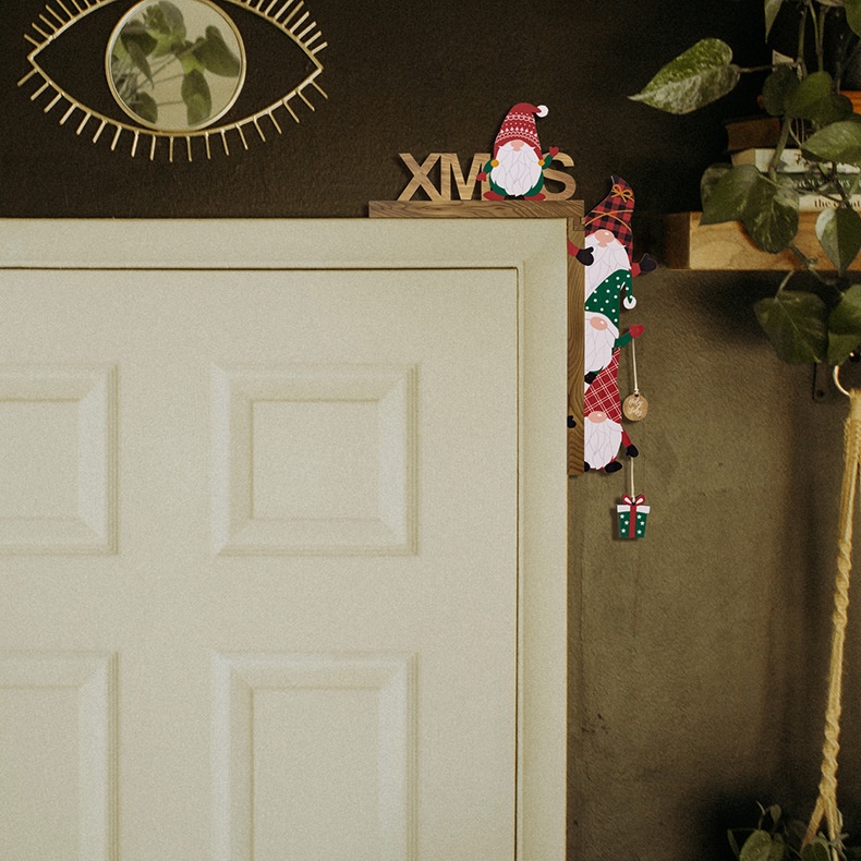Christmas Door Corner Frame Decoration, Wooden DIY Stitching Creatives ...