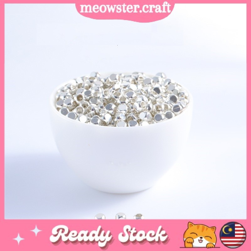925 Sterling Silver Cubic Square Beads, Charm Spacer Beads, DIY Plated ...