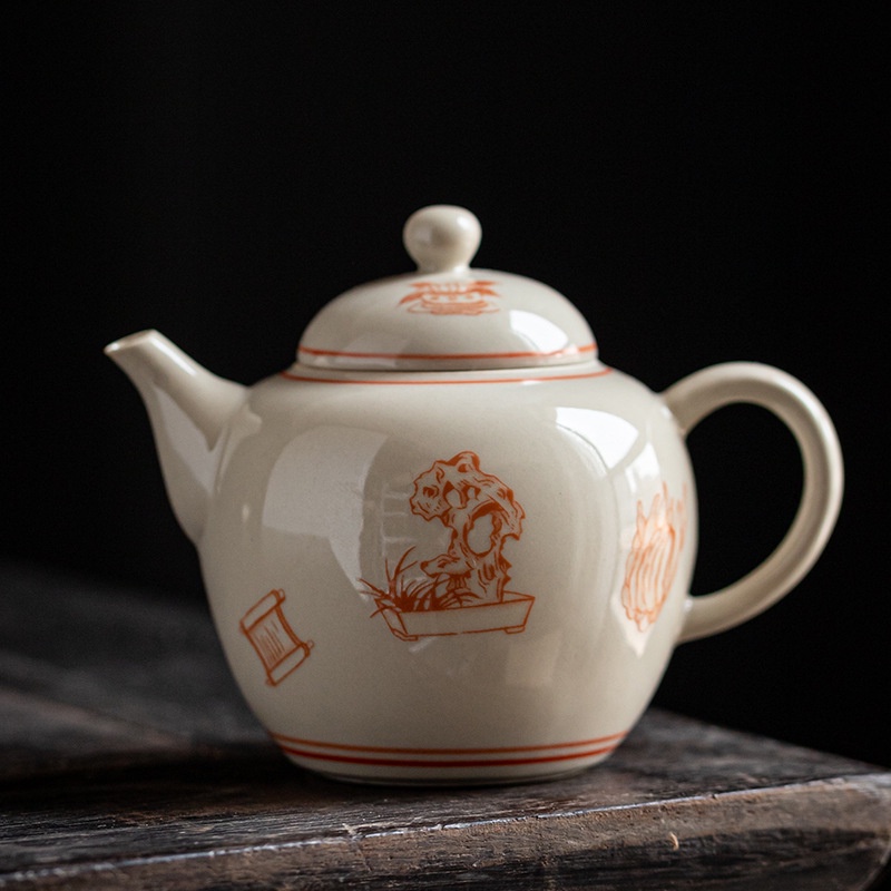 Grass Glaze Teapot Elegant Plain Rhyme Ceramic Teapot Small Size Single ...