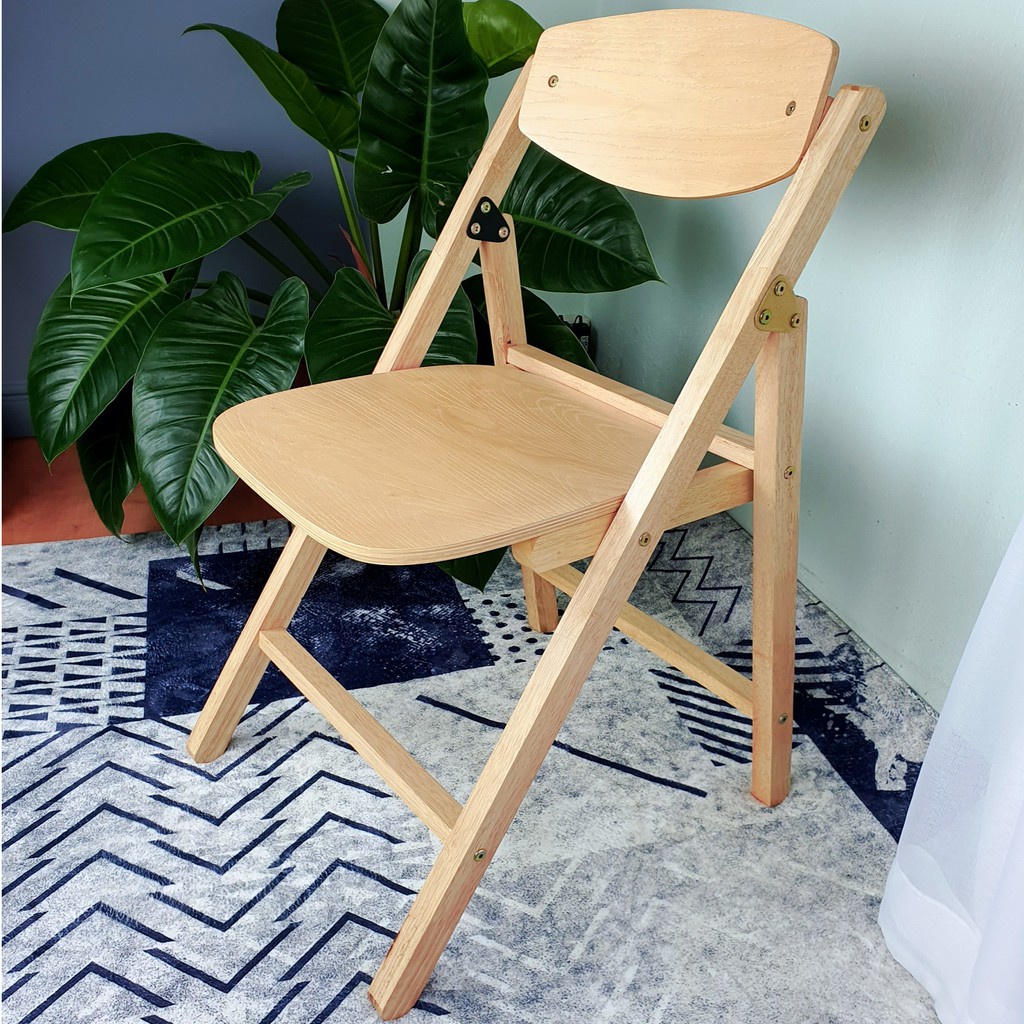 Evergreen-Furniture Rubber Wood Space Saving Dining Room Folding Chair ...