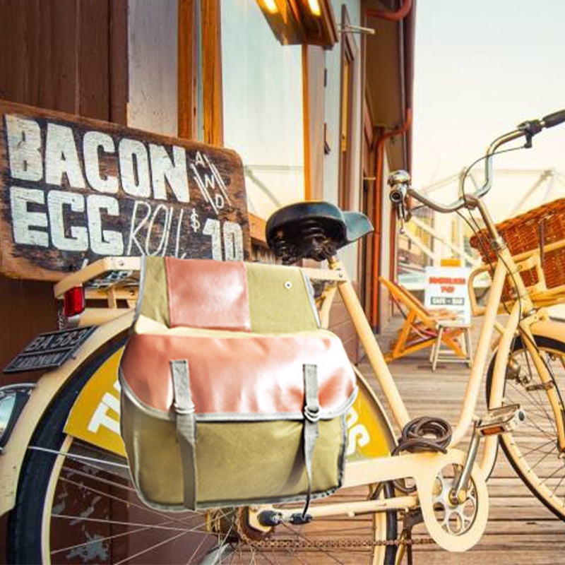 FAUSE Bike Touring Saddle Bag Pannier Classic Fixie Bike Black Green ...