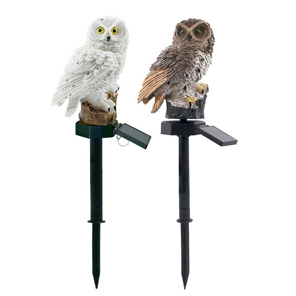 Solar Owl Plug-in Light Led Resin Crafts Garden Lawn Outdoor Solar ...
