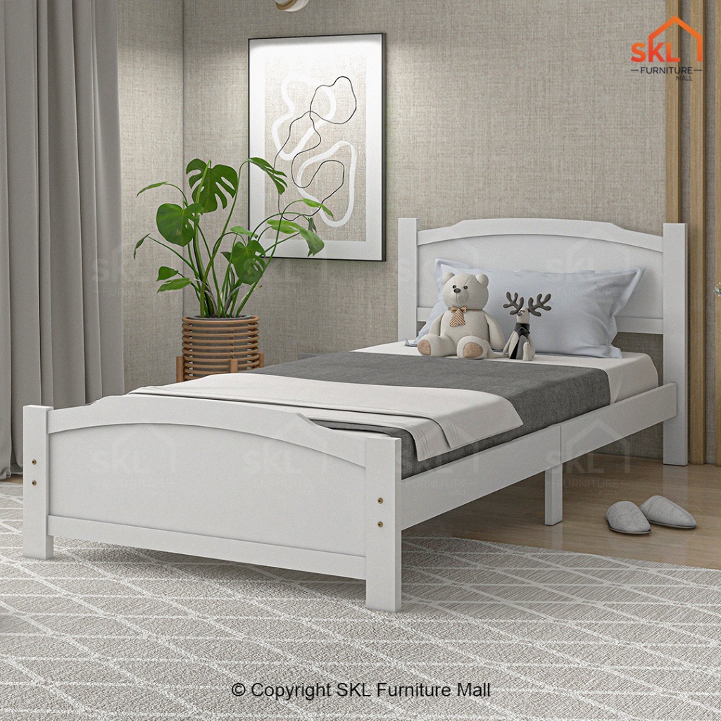 ETHAN Solid Wooded Single Bedframe /Katil Kayu Pullout Bed/Katil Budak ...