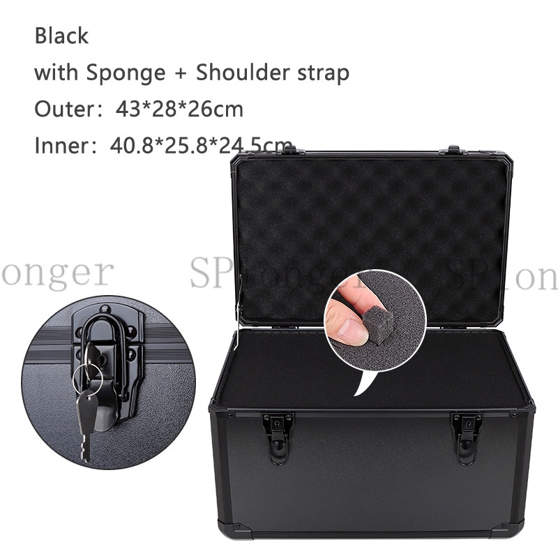 Aluminum Alloy Black Tool Box Safety Equipment Instrument Toolbox ...