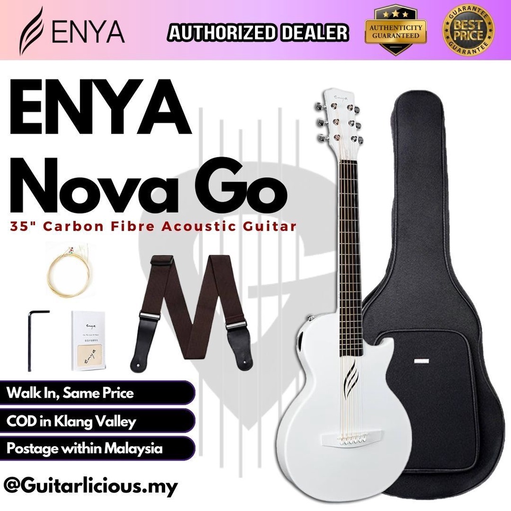 Enya Nova Go 1/2 Size Carbon Fiber Acoustic Guitar Travel Size , White ...