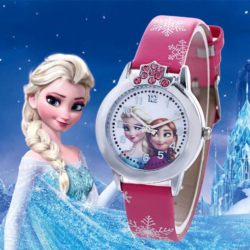 Cartoon Frozen Kids Watch Shiny Rhinestones Girls Cute Elsa Princess ...