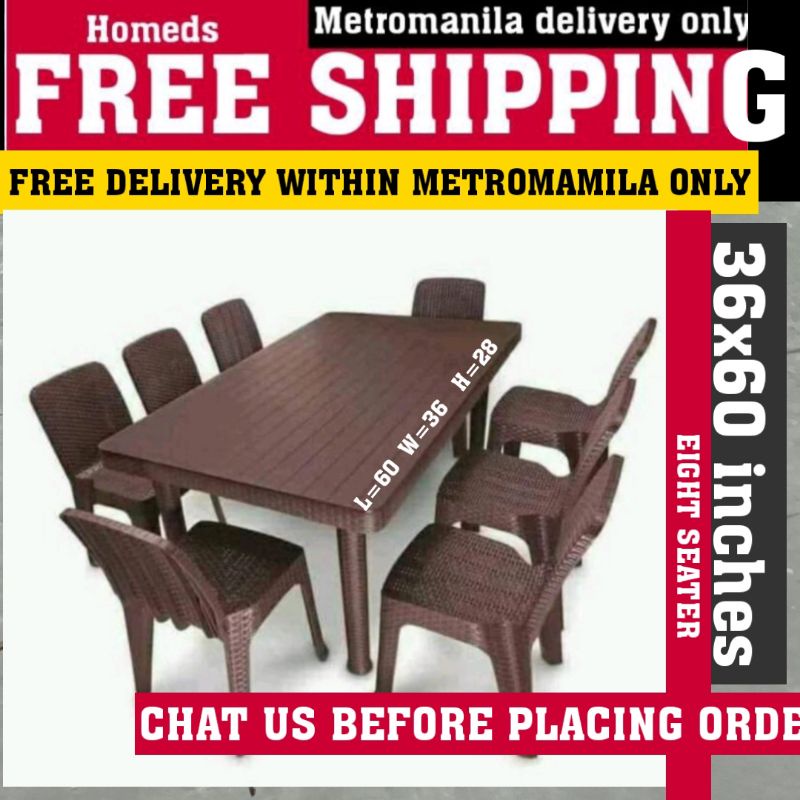 jolly 8 seater rattan dining table set freeship metromanila | Shopee ...