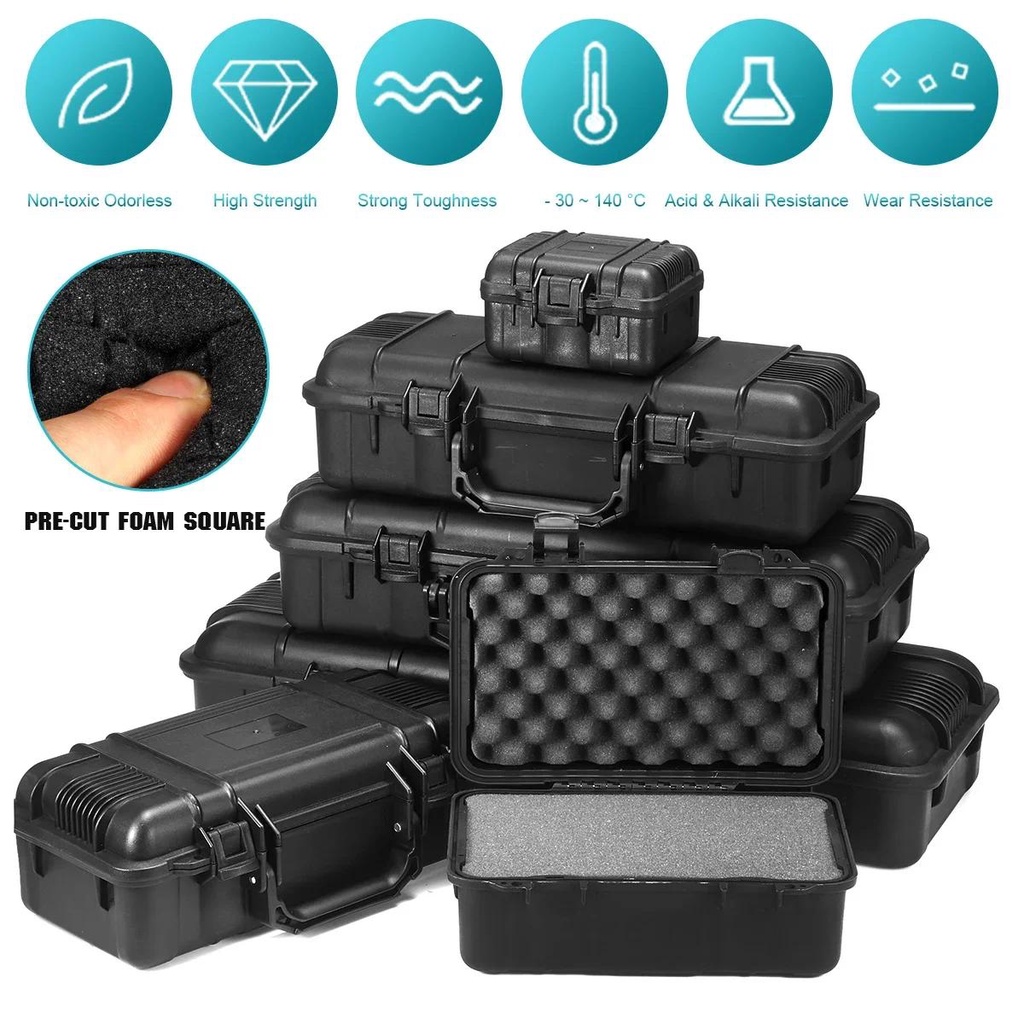 6 Sizes Black Waterproof Impactproof Shockproof Hard Shell PP Carrying ...