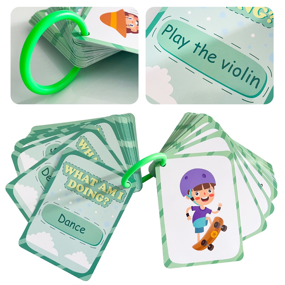 50Pcs Action Cognition Flash Cards Homeschool Montessori Educational ...