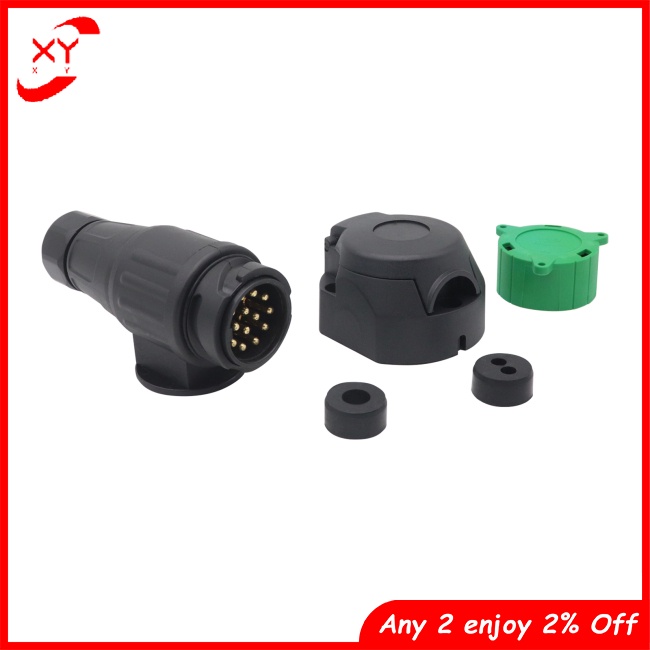 XY 13 Pin Trailer Plug Adapter Male Plug Female Socket Kit 12V 6A 13 ...