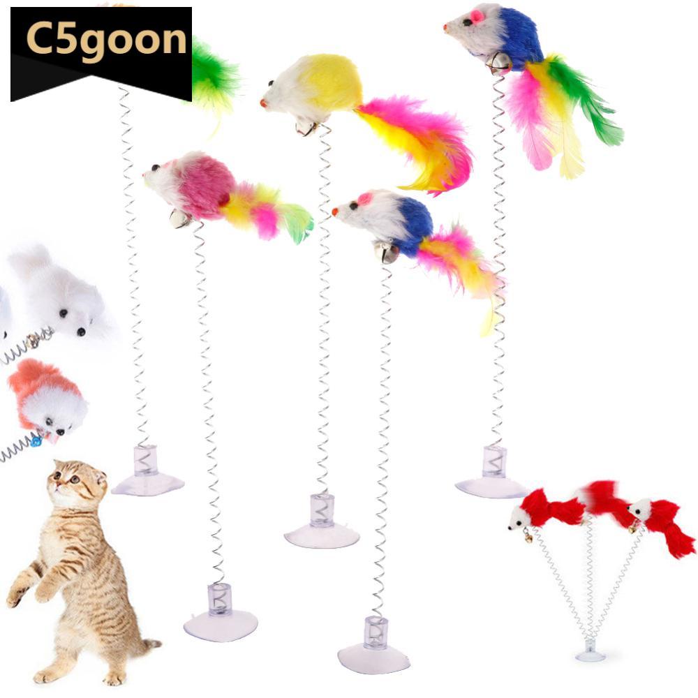 C5GOON Funny Pet Toys Random Color Sucker with Spring Plush Mouse Cat ...