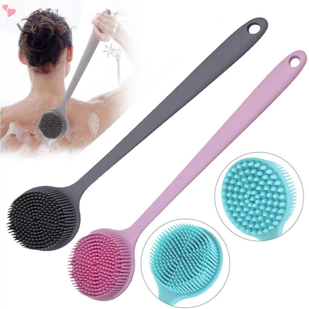 Back Scrubber Scrub Long Handle Shower Body Bath Brush Silicone Massage ...