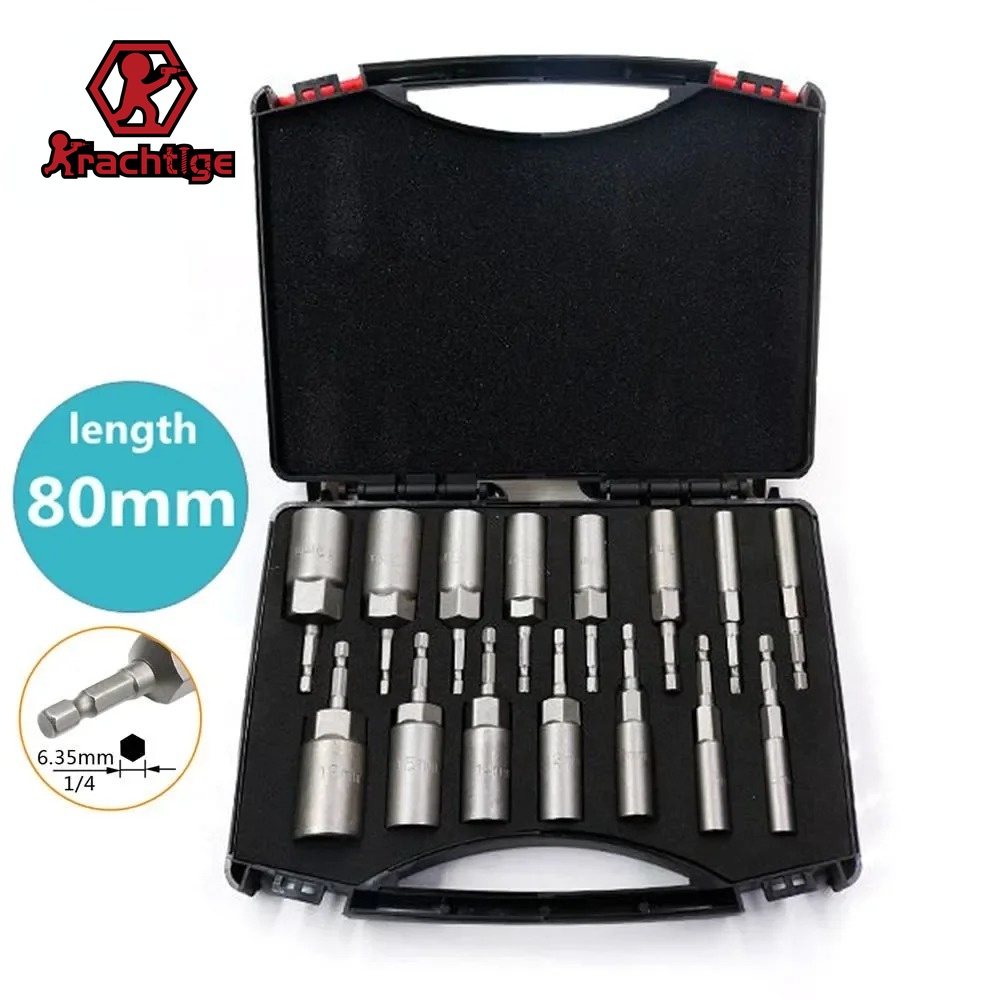 Krachtige 5.5mm-19mm Hex Socket Sleeve Nozzles Nut Driver Set Power ...