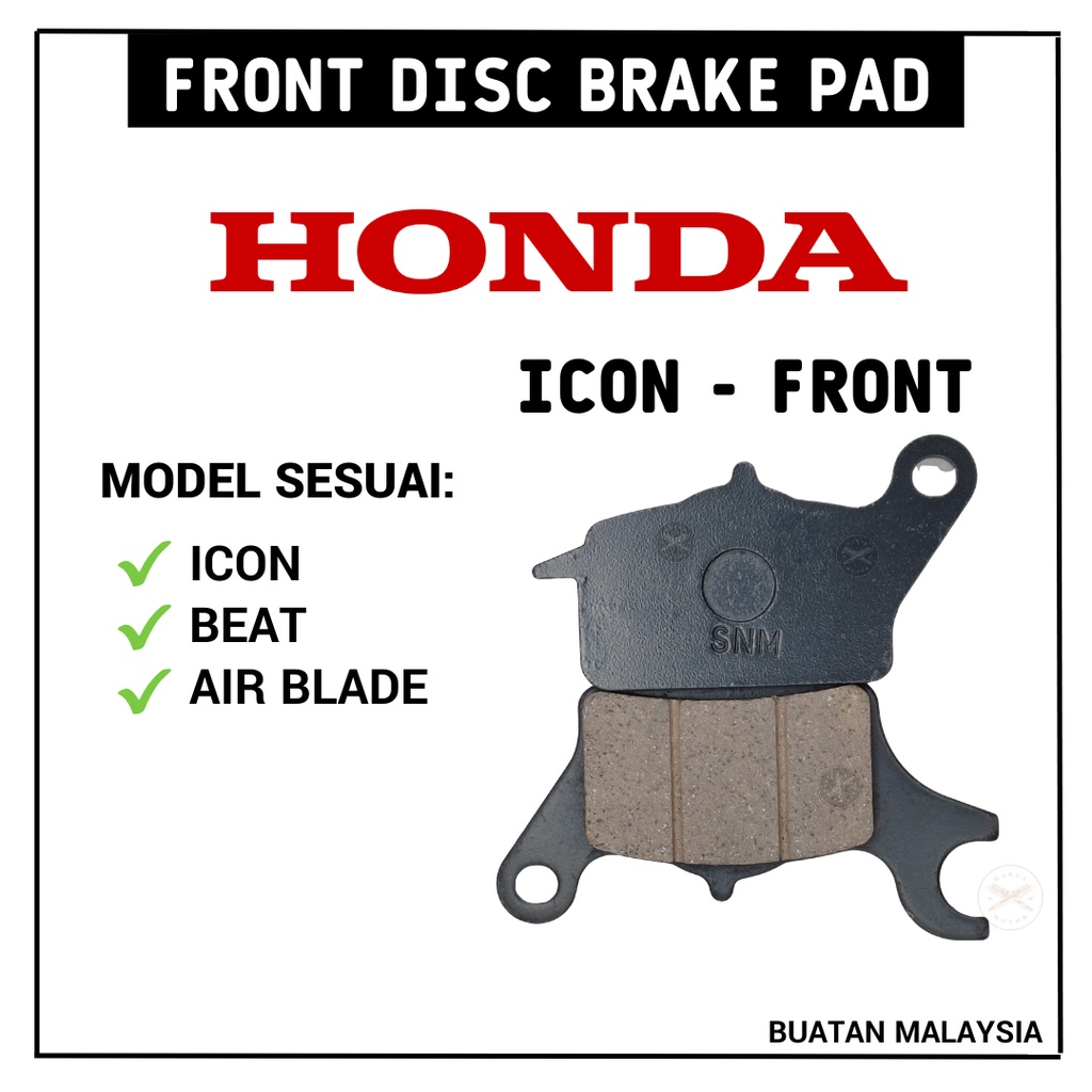 FRONT DISC BRAKE PAD HONDA ICON - BEAT / AIR BLADE BREK PAD DISK BRAKE ...