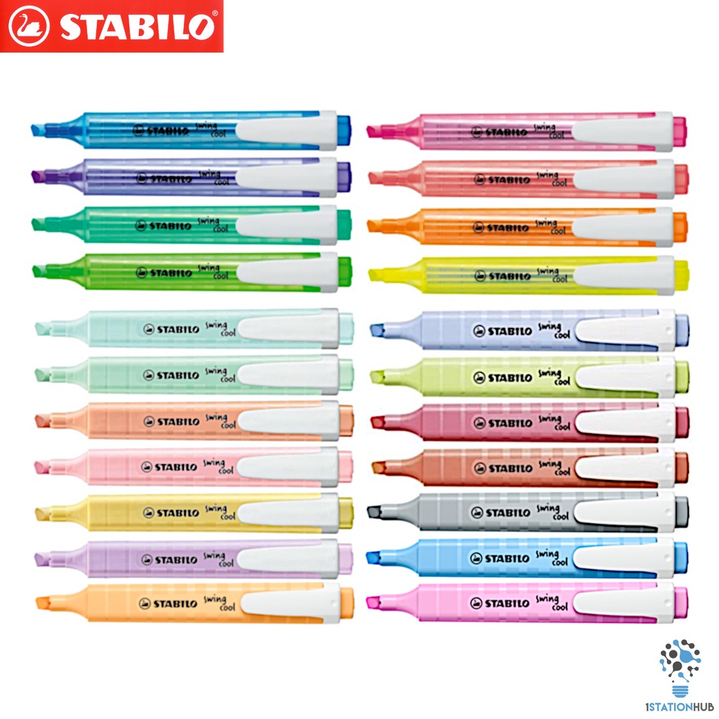 Stabilo Schwan Swing Cool Fluorescent + Pastel Colour | Pack of 22 Highlighters | Gift Ideas ...