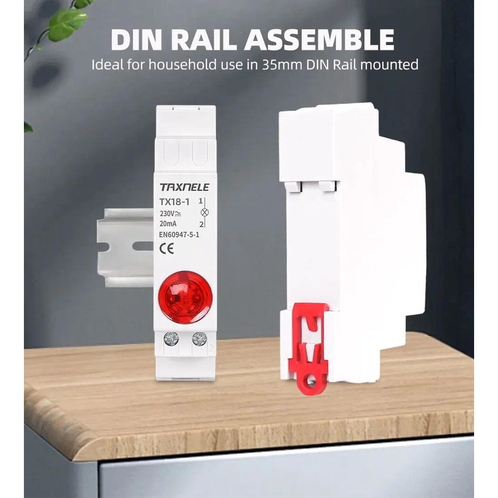 Din Rail Mount LED Signal Lamp AC DC 220V 230V Indicating Pilot Lights Lamp Red Green Blue ...