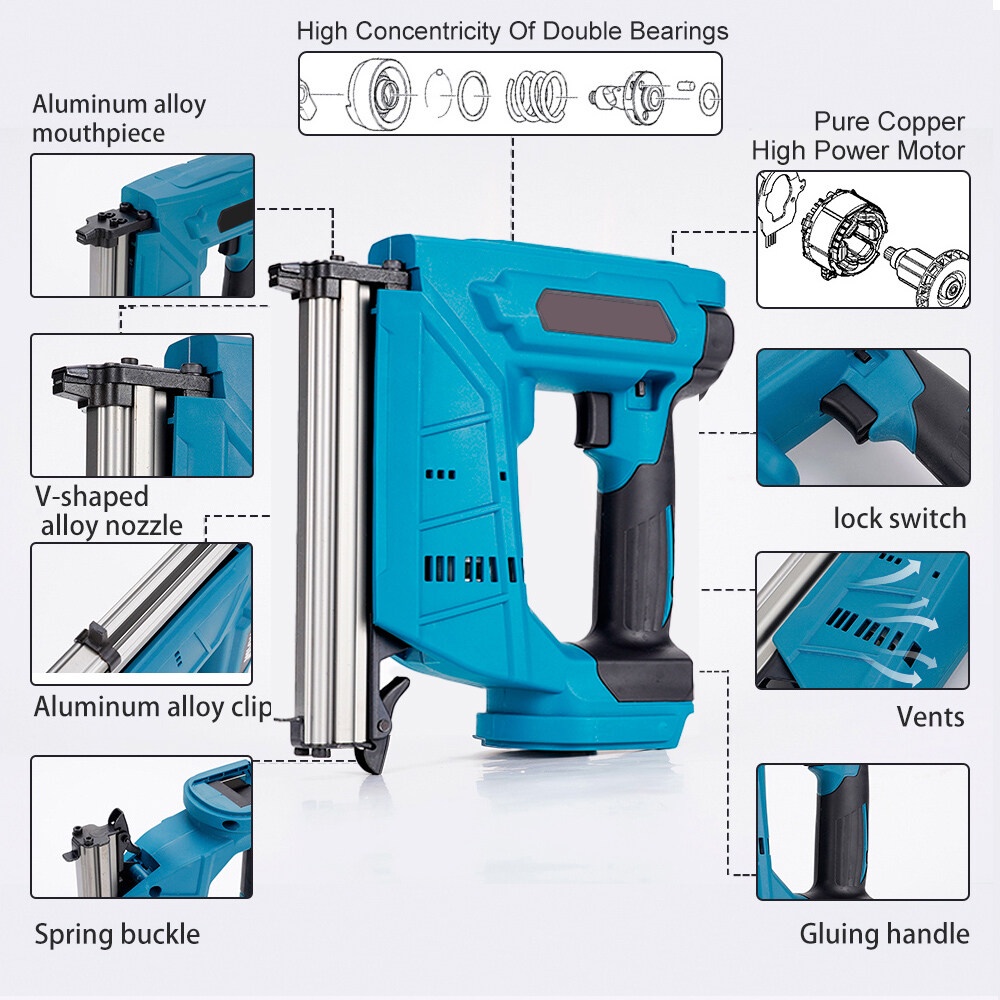 F30 Lithium-Ion Cordless Nailer Gun Heavy Duty Brad Straight Finish ...