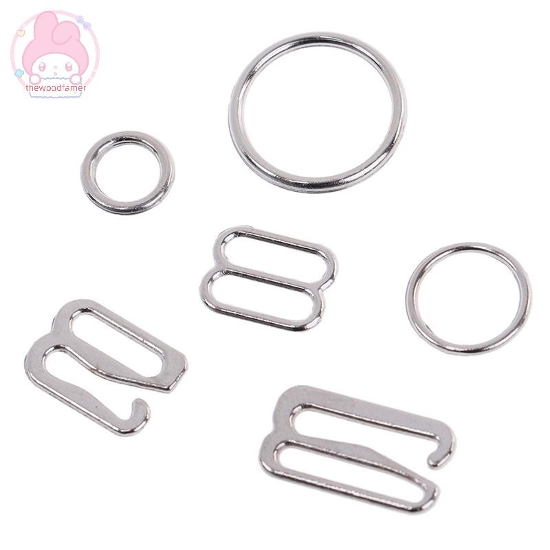 thewoodfamer 100 Silver metal bra strap adjuster slider/hooks/o ring ...