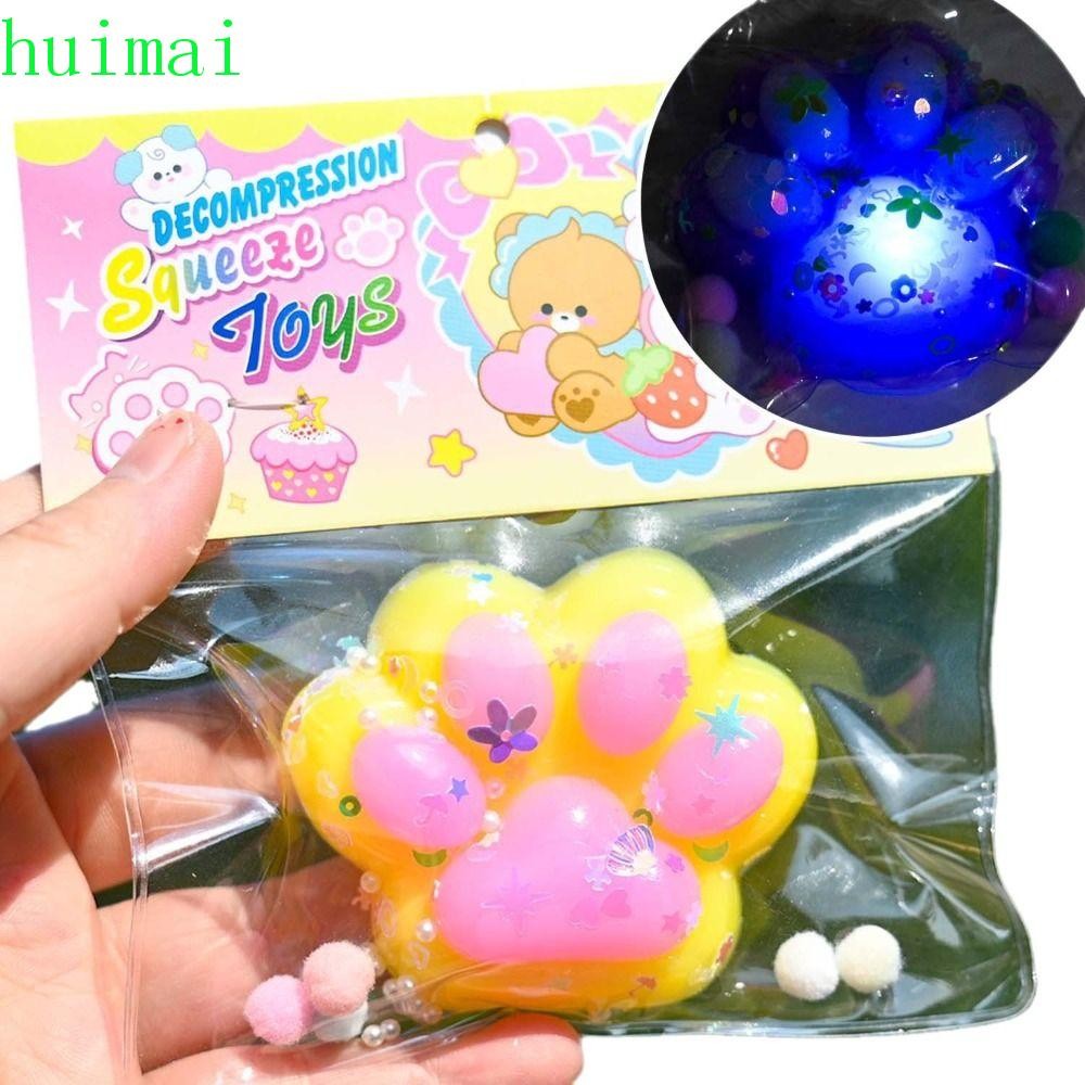 HUIMAI Cat Paw Fidget Toy, Kneading Silicone Glow Cat Paw Squeeze Toy ...