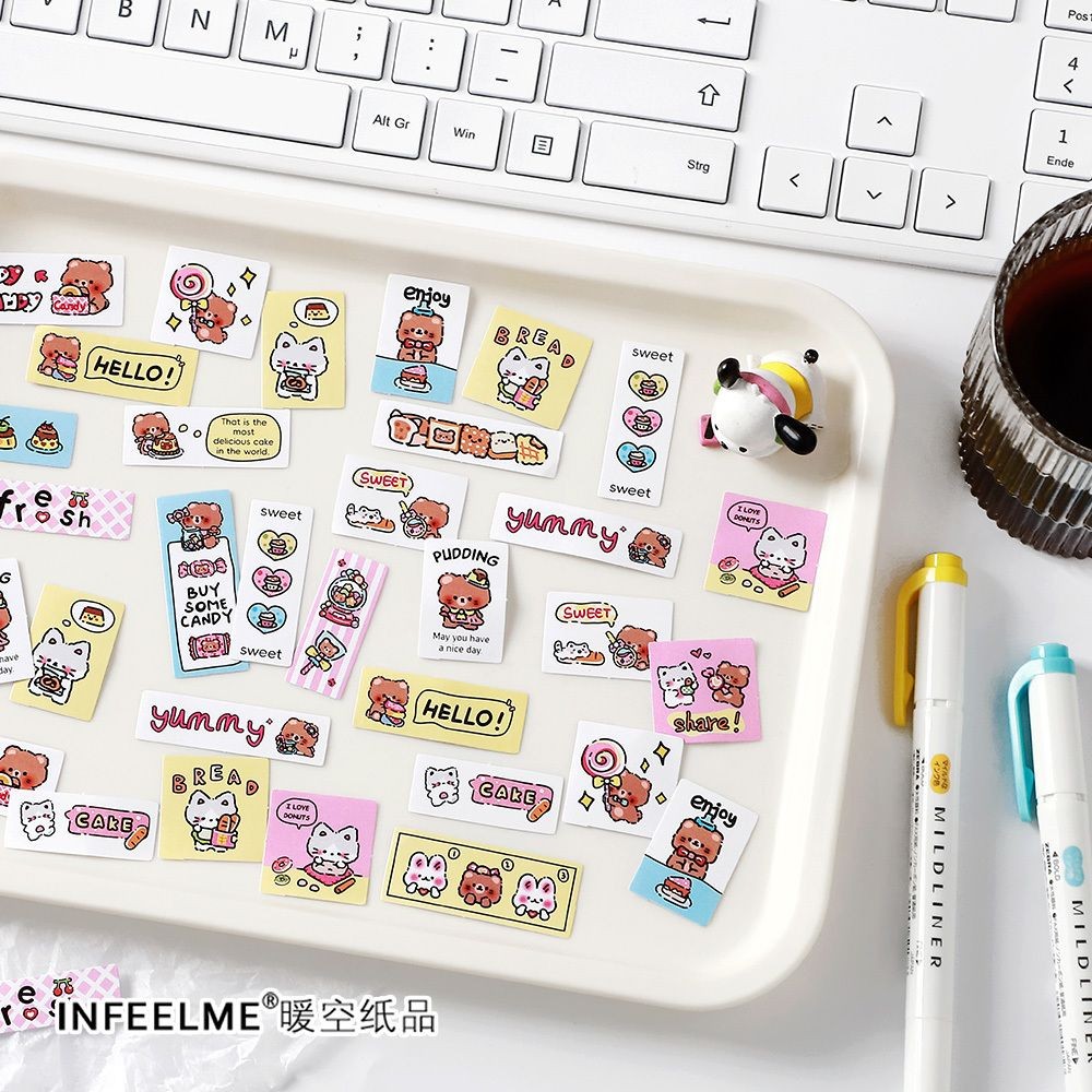 40pcs Label Size Cute Sticker Pack Cat Rabbit bear Sticker Pelekat ...