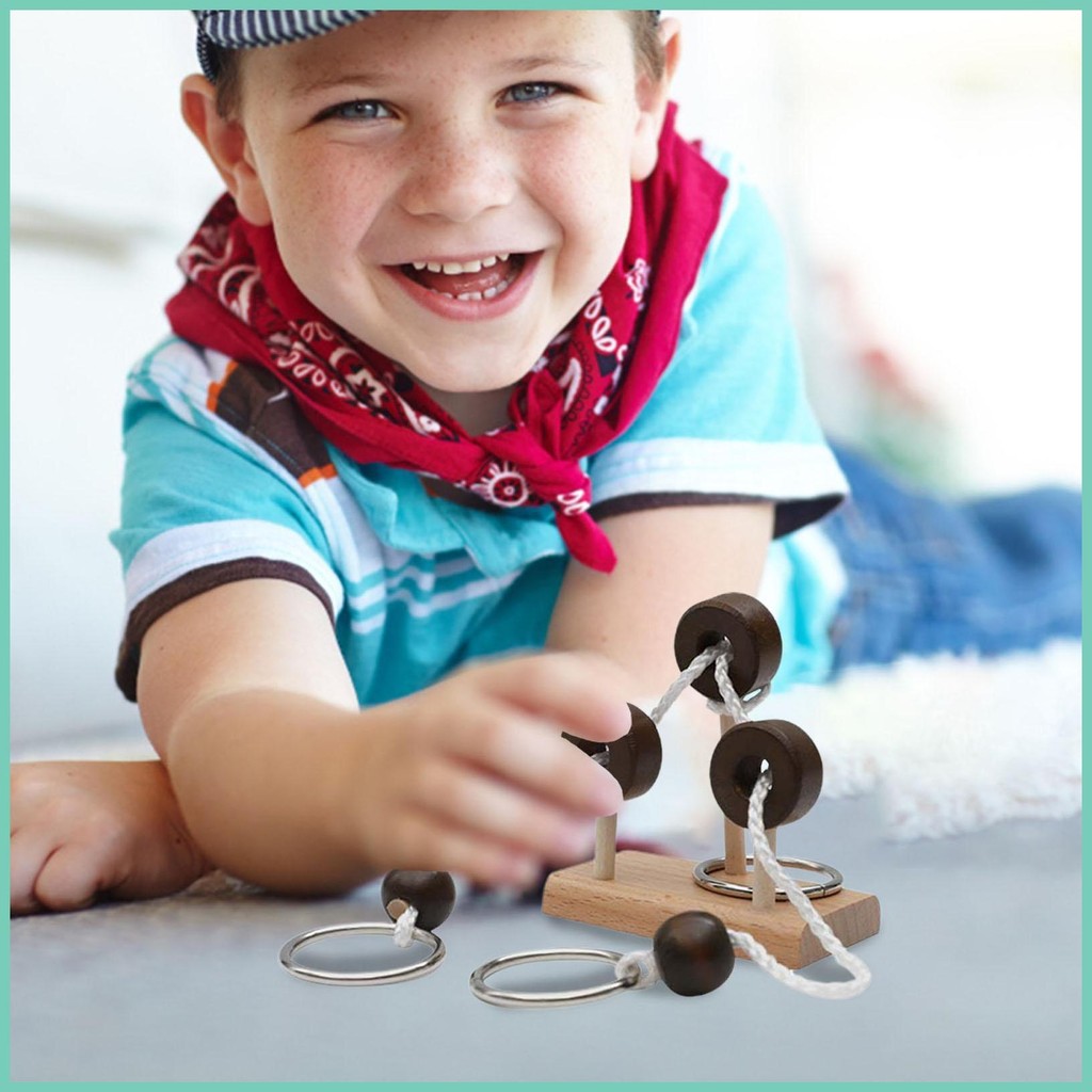 Kids Montessori Puzzle Rope Loop Puzzle Game STEM Unlock Brain Teaser ...