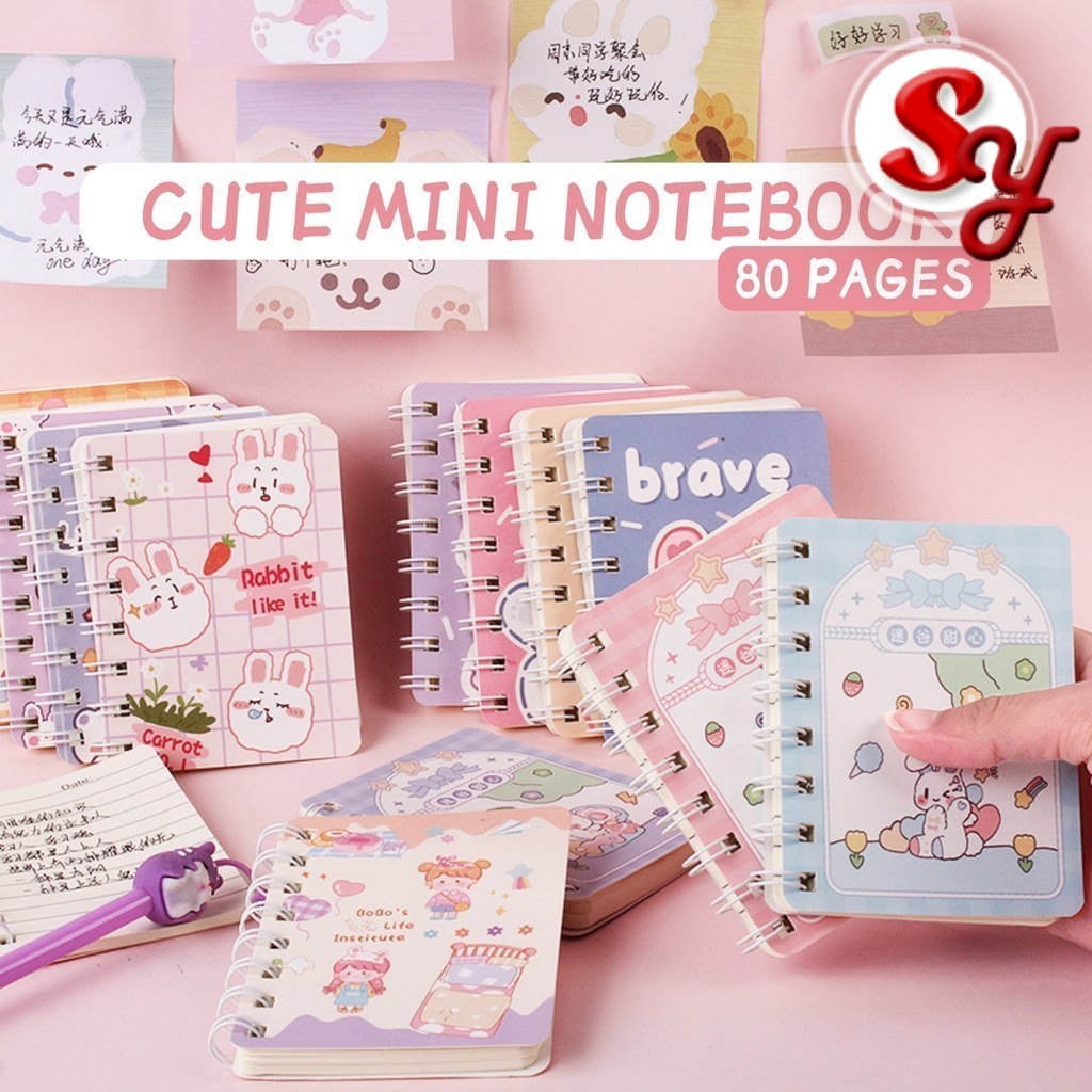 (80 pages) Coil Ring Cute Cartoon Notepad Mini Easy Carry Notebook ...