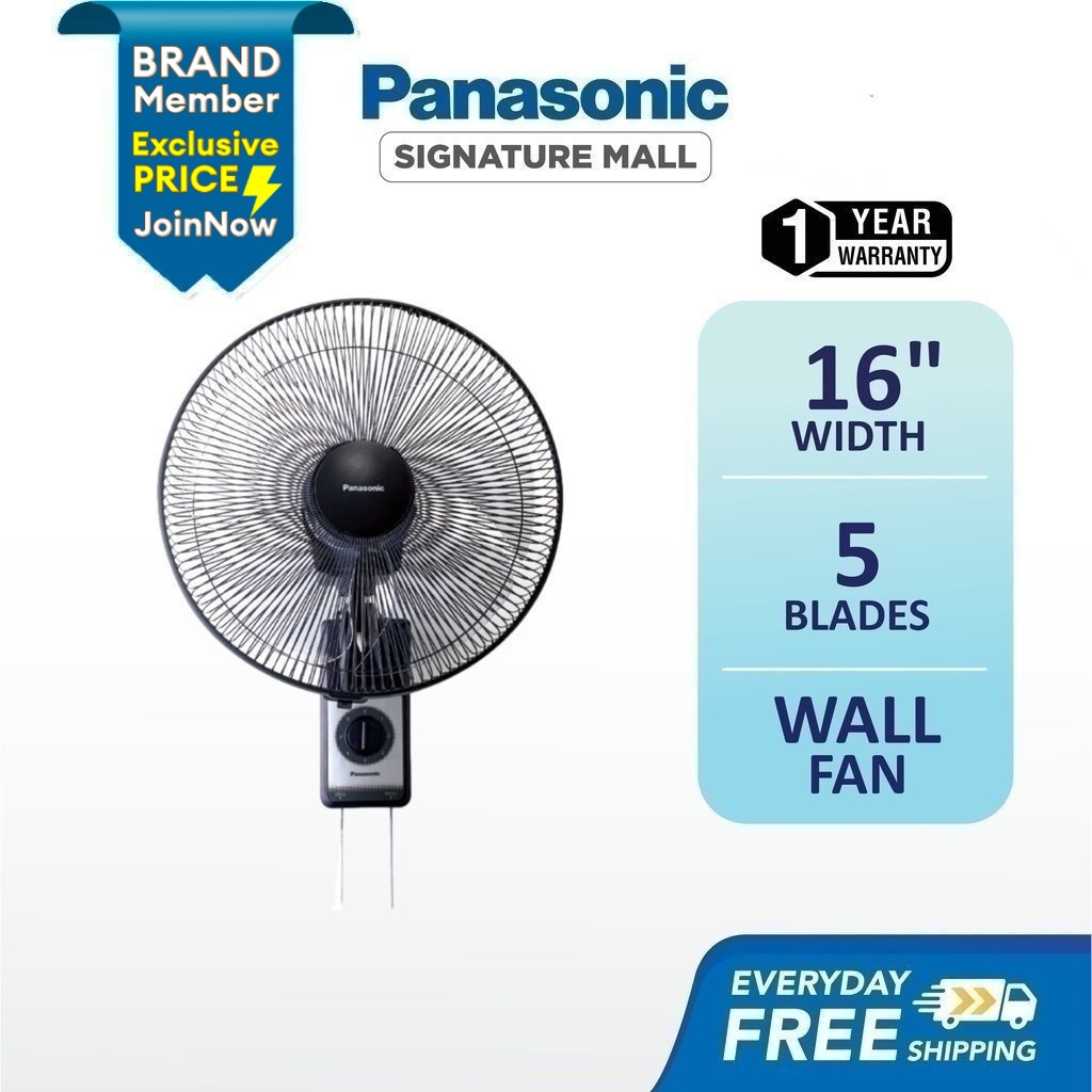 PANASONIC 16 Inch 40cm Wall Fan 5 Blade Condenser Motor 3 Speed Pull ...