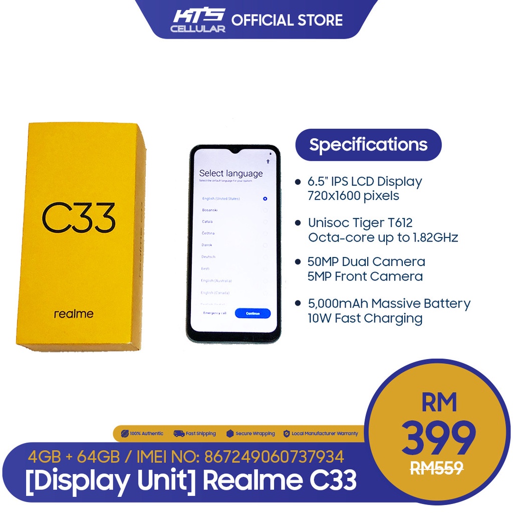 [Display Unit] Realme C33 (4GB + 64GB) Smartphone - IMEI No ...
