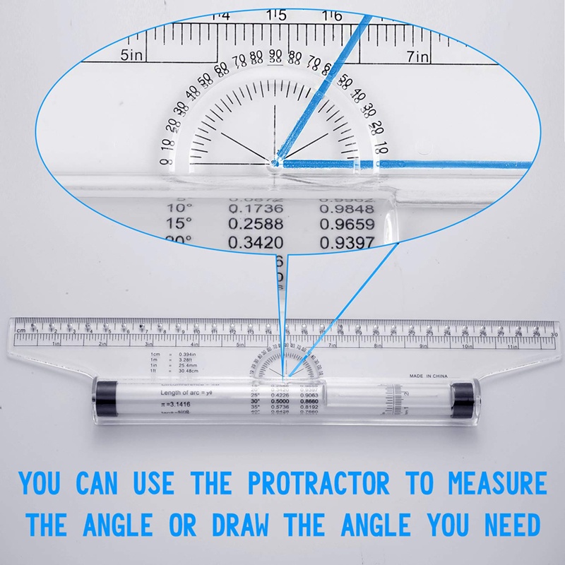 15/30CM Rolling Drawing Ruler Portable Universal Parallel Ruler Right ...