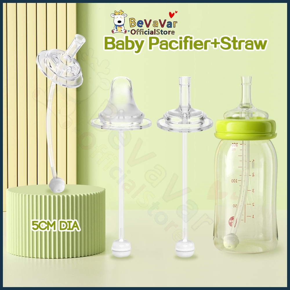 BEVAVAR 5cm Baby Pacifier With Straw Wide Neck Bottle Feeding Puting ...