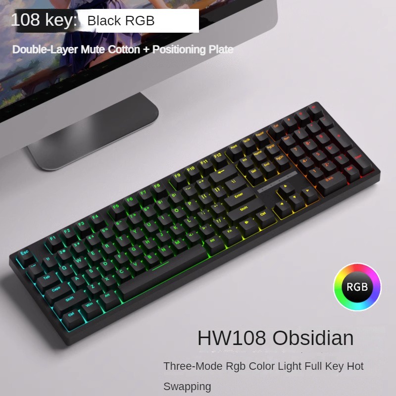 2024 New! Lychee gaming HW108 108-key South Facing LED RGB mechanical ...