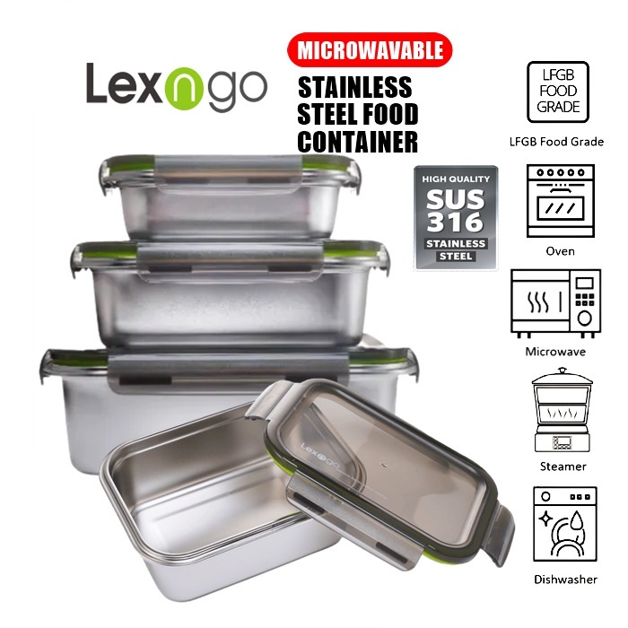 LEXNGO Microwavable Safe Leak-proof Stainless Steel SUS316L Food ...