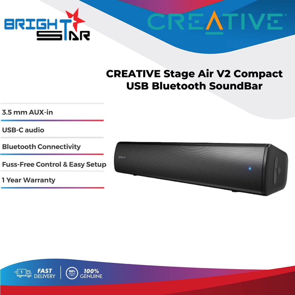 CREATIVE Stage Air V2 Compact Under-monitor USB Soundbar with Bluetooth ...