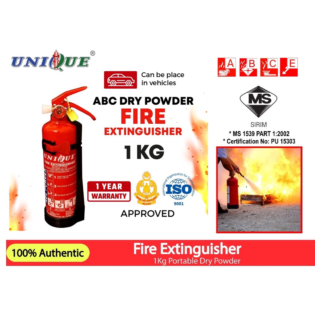 Unique Fire 1.0kg ABC Dry Powder Fire Extinguisher with Bracket ...