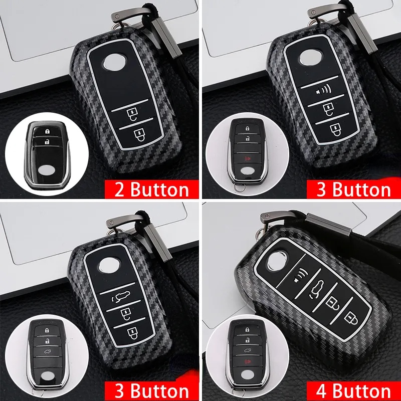 NEW Carbon Fiber Car Remote Key Fob Case Cover For Toyota RAV4 HARRIER ...
