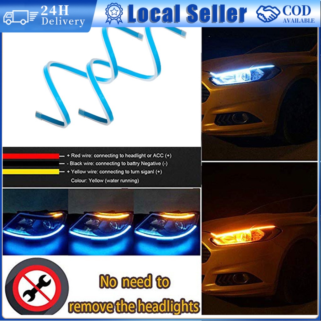 Flexible Car Led Light Strip Dual Color DRL Motorcycle Auto Headlight ...