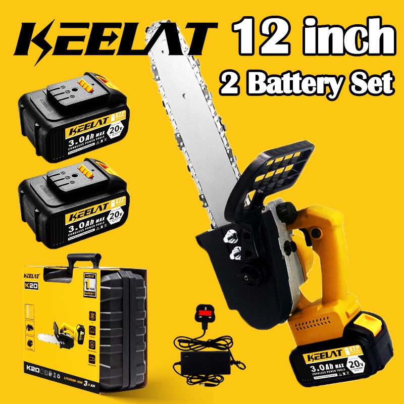 Cordless Chainsaw 12 Inch Electric Saw Bateri Mini Chainsaw Battery ...