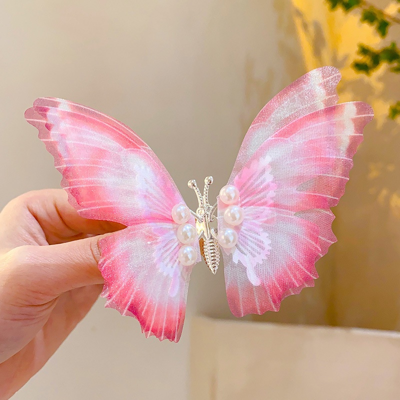 Super Fairy Butterfly Tassel Hair Clip Girls Crystal Mori Princess ...