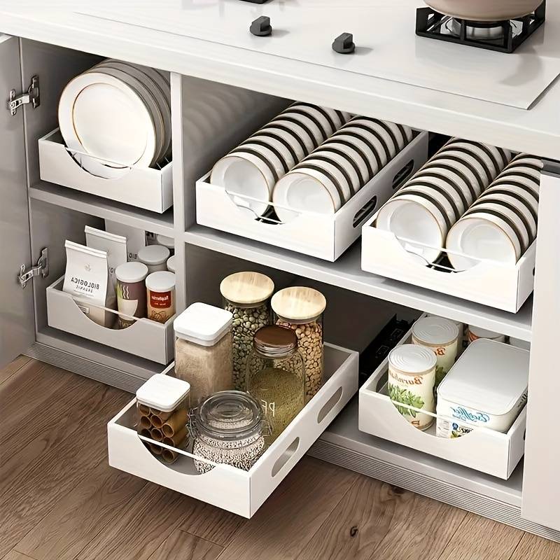 Kitchen Dish Rack, Kitchen Cabinet Built-in Pull-out Type Bowl Plate ...