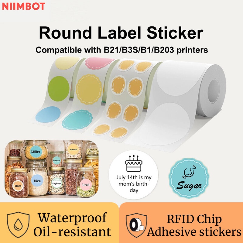 NIIMBOT B21/B1/B203/B3S Label Machine Printing Paper Thermal Round Label Sticker Digital Month ...