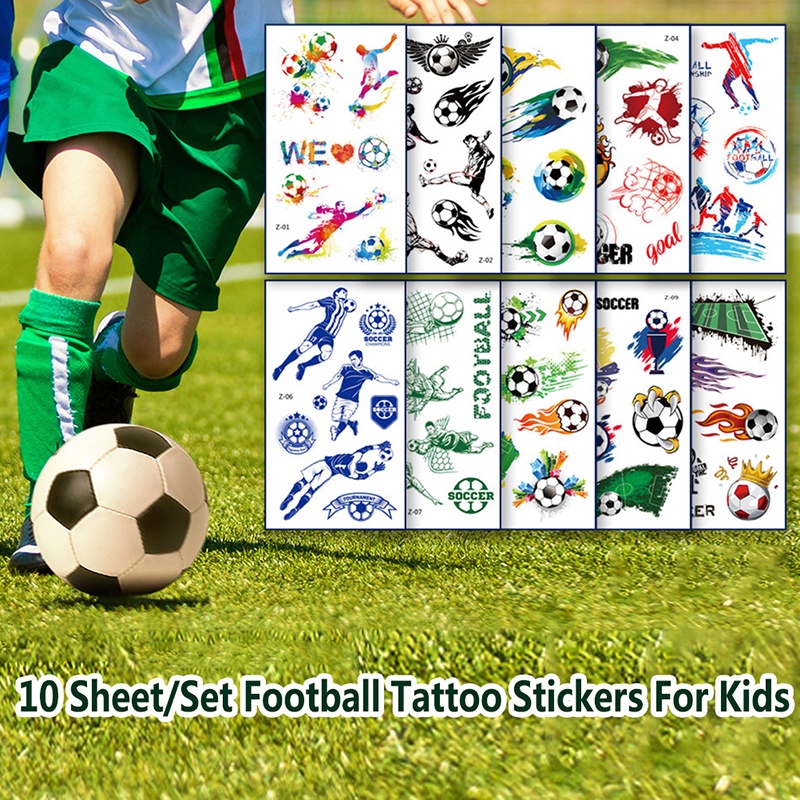 Kids Temporary Tattoos Football Soccer Fan Fake Tattoo Sticker Tatoo ...
